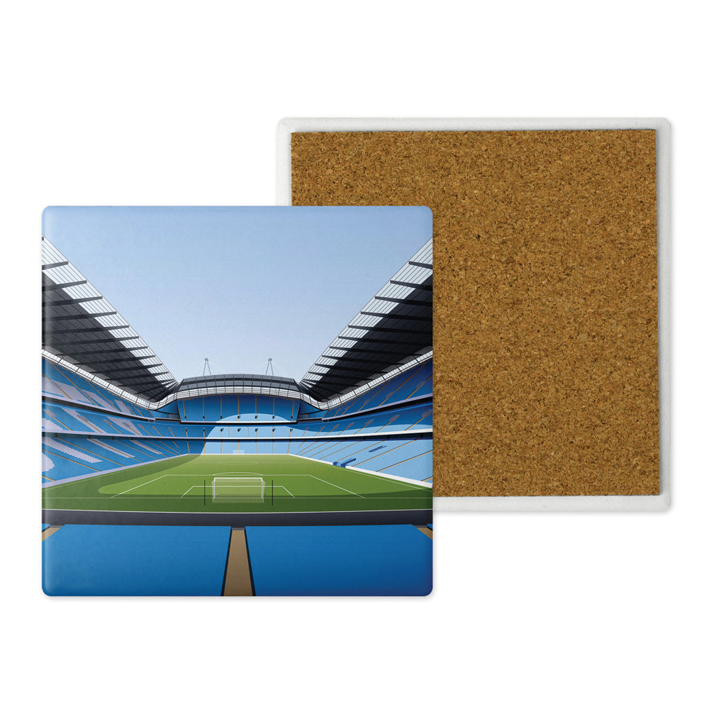 Man City Ceramic Coaster - The Etihad Stadium – Kick Off Merchants