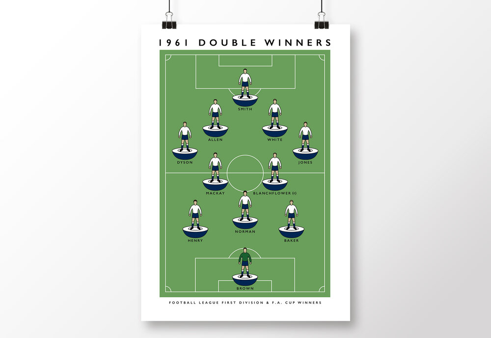 Tottenham 1961 Double Winners Poster – Kick Off Merchants